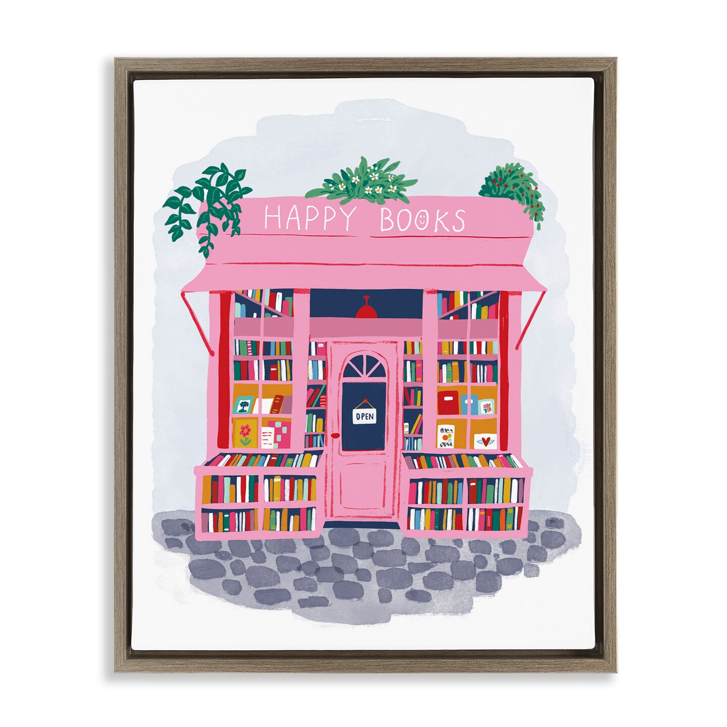 Stupell Industries Pink Bookstore Shop Front Floating Frame By Be Ni La ...