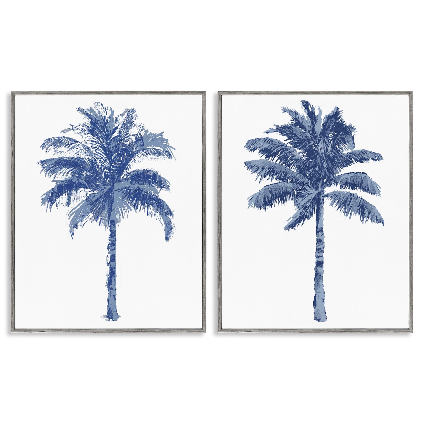 Stupell Industries Modern Brushed Palm Trees 2pc Framed Giclee Set By ...