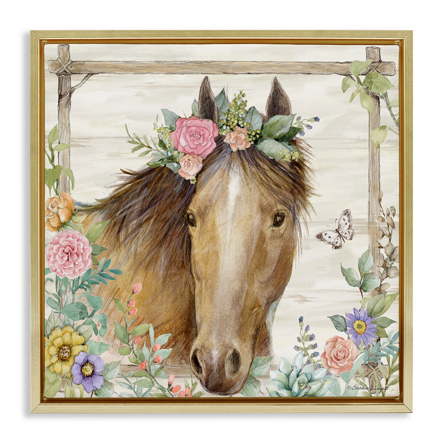 Stupell Industries The Look Horse with Flowers Floating Frame By Susan Winget | Michaels