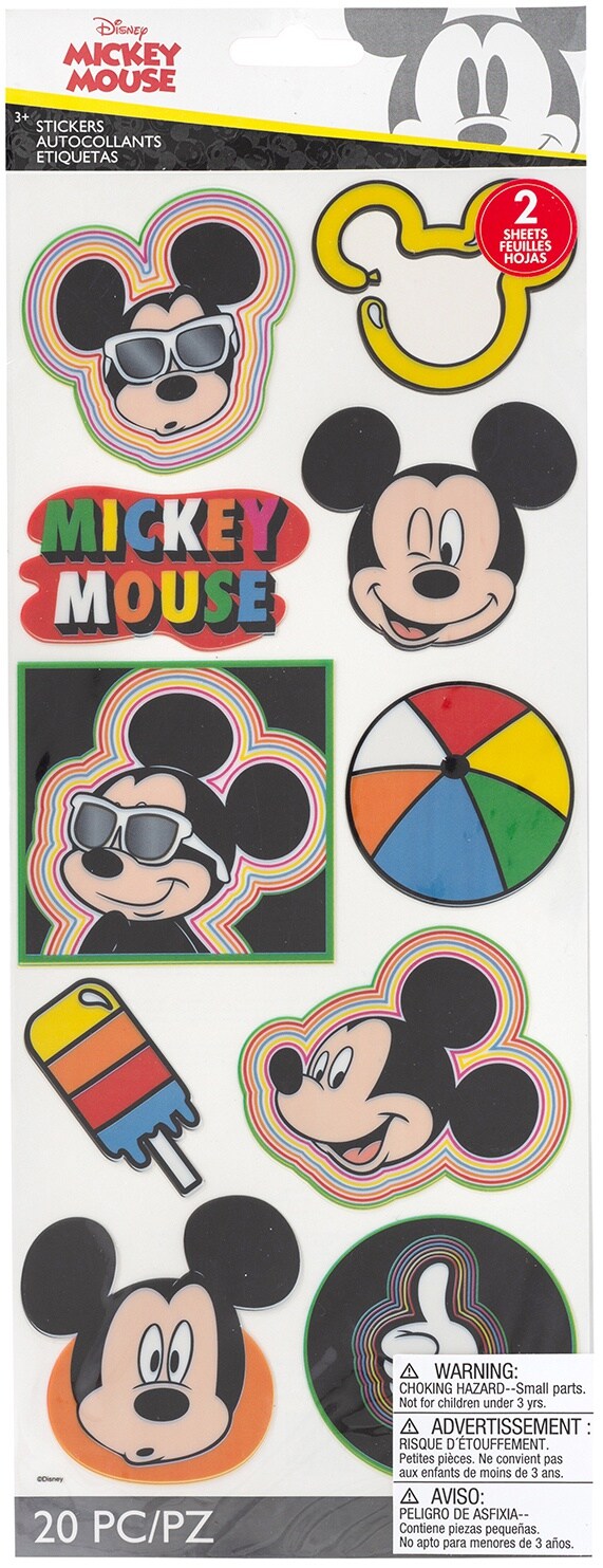 EK Success Disney Large Flat Stickers - Mickey Head Badges, 20pcs ...