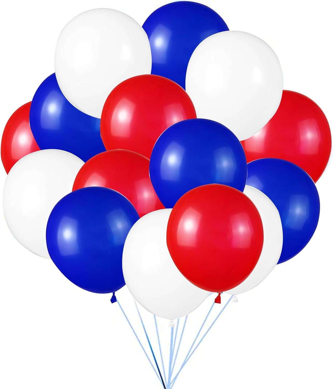 Red White Blue Balloons - 12 Inch Patriotic Tri-Color Latex Balloons ...