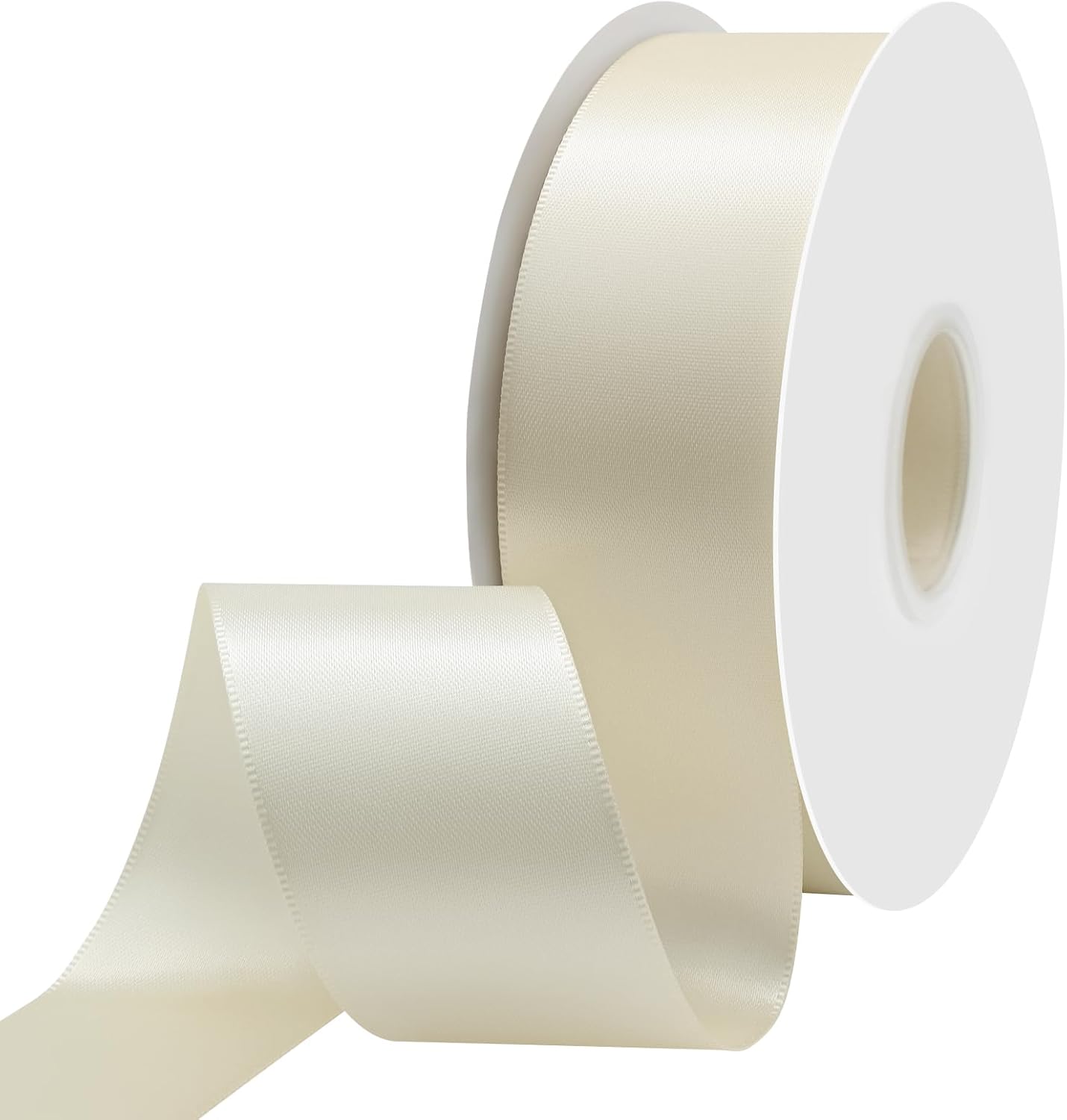Ivory Satin Ribbon 1-1/2 Inch x 50 Yards Double Faced Silk Satin Ribbon ...