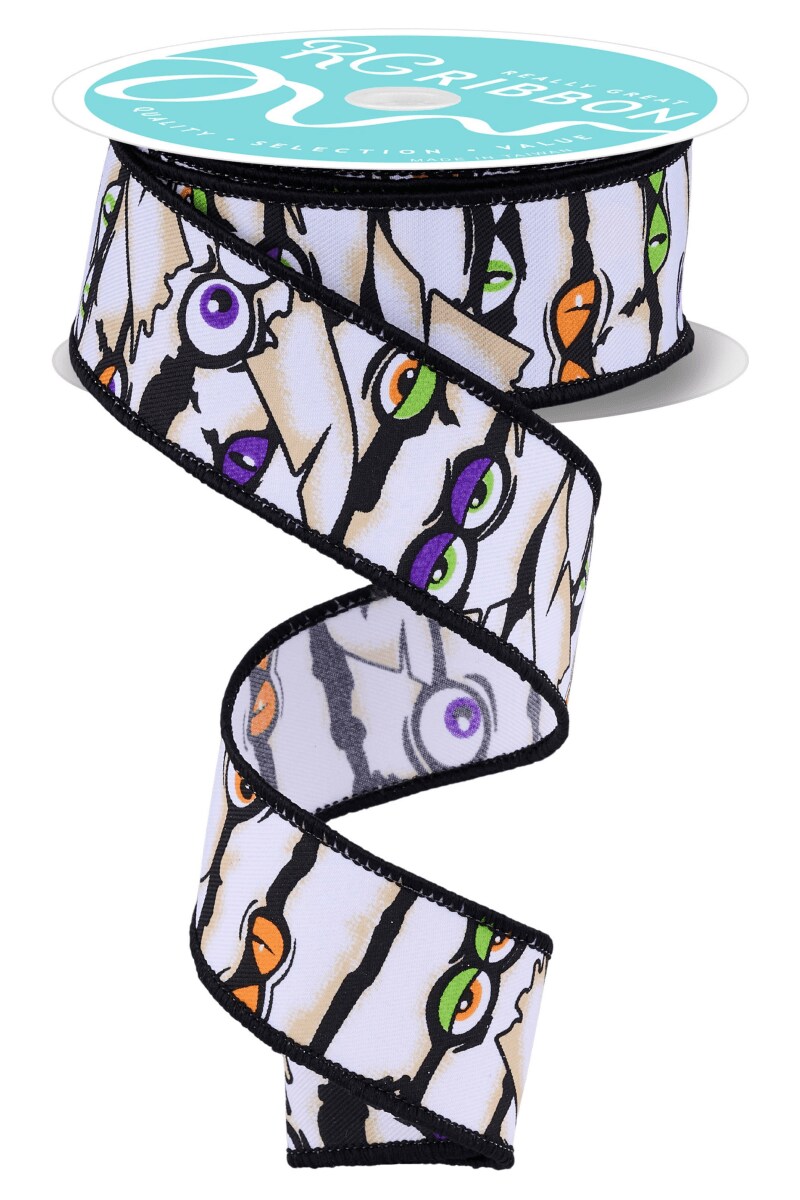 1.5" Mummy Eyes Ribbon: White (10 Yards) | Michaels