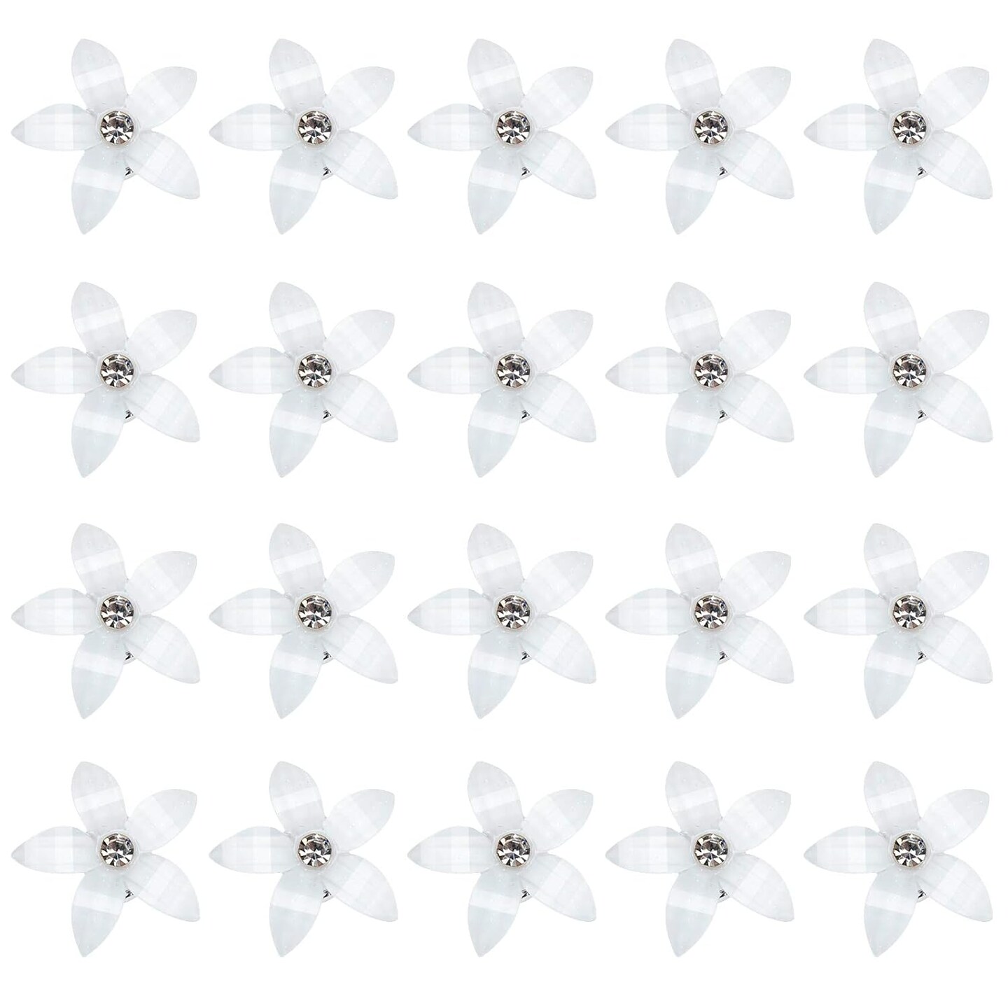 White Small Bling Decorative Flower Hair Clips Mini Hair Accessories ...