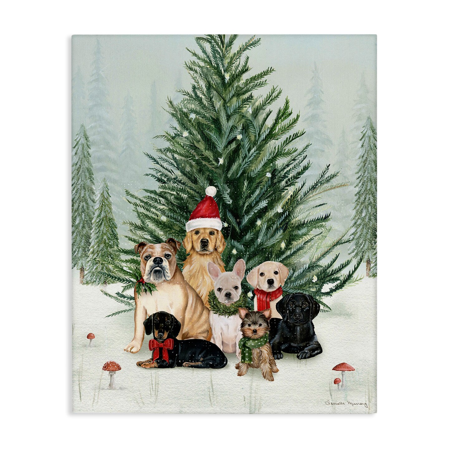 Stupell Industries Snowy Holiday Pups Scene Canvas By Danielle Murray | Michaels