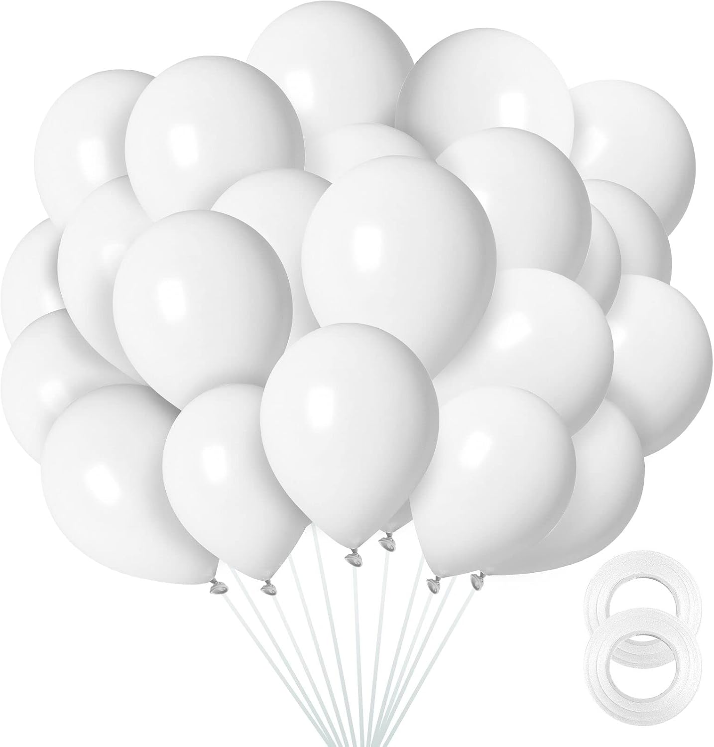 12 inch White Balloons, 100 Pack Latex Balloons Helium Quality(White ...
