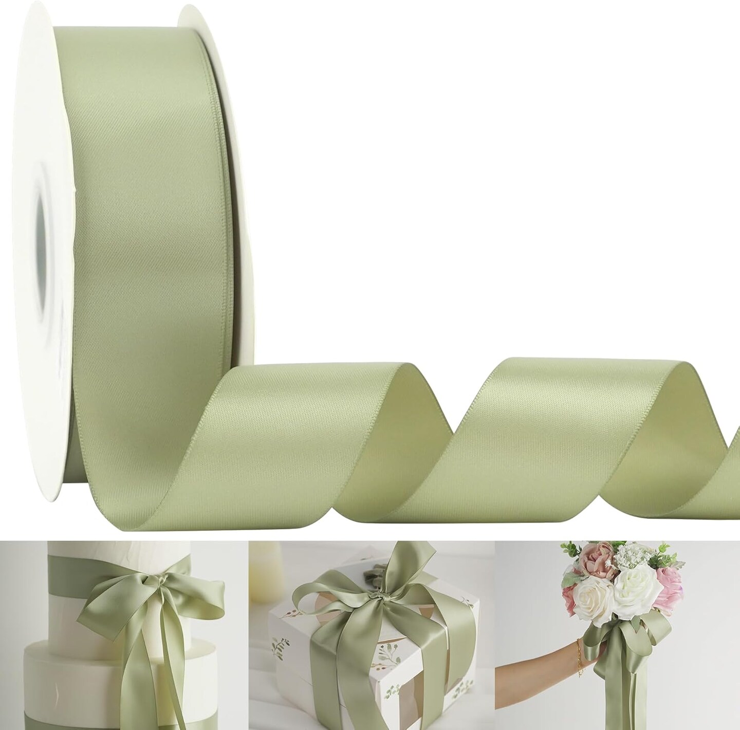 Dusty Sage Ribbon 1-1/2 inch Double-Faced Satin Ribbon | Michaels