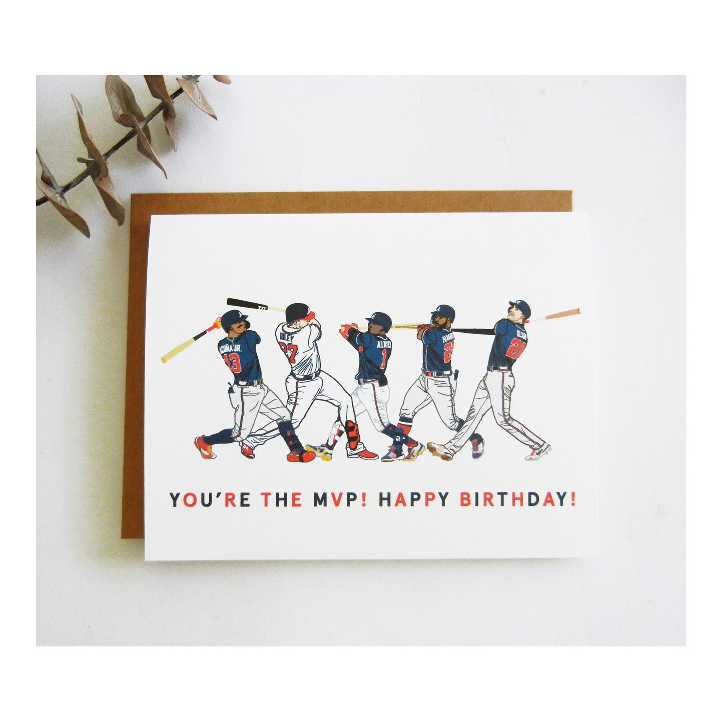 Atlanta Braves Birthday Baseball Player Original Illustration Card "You ...