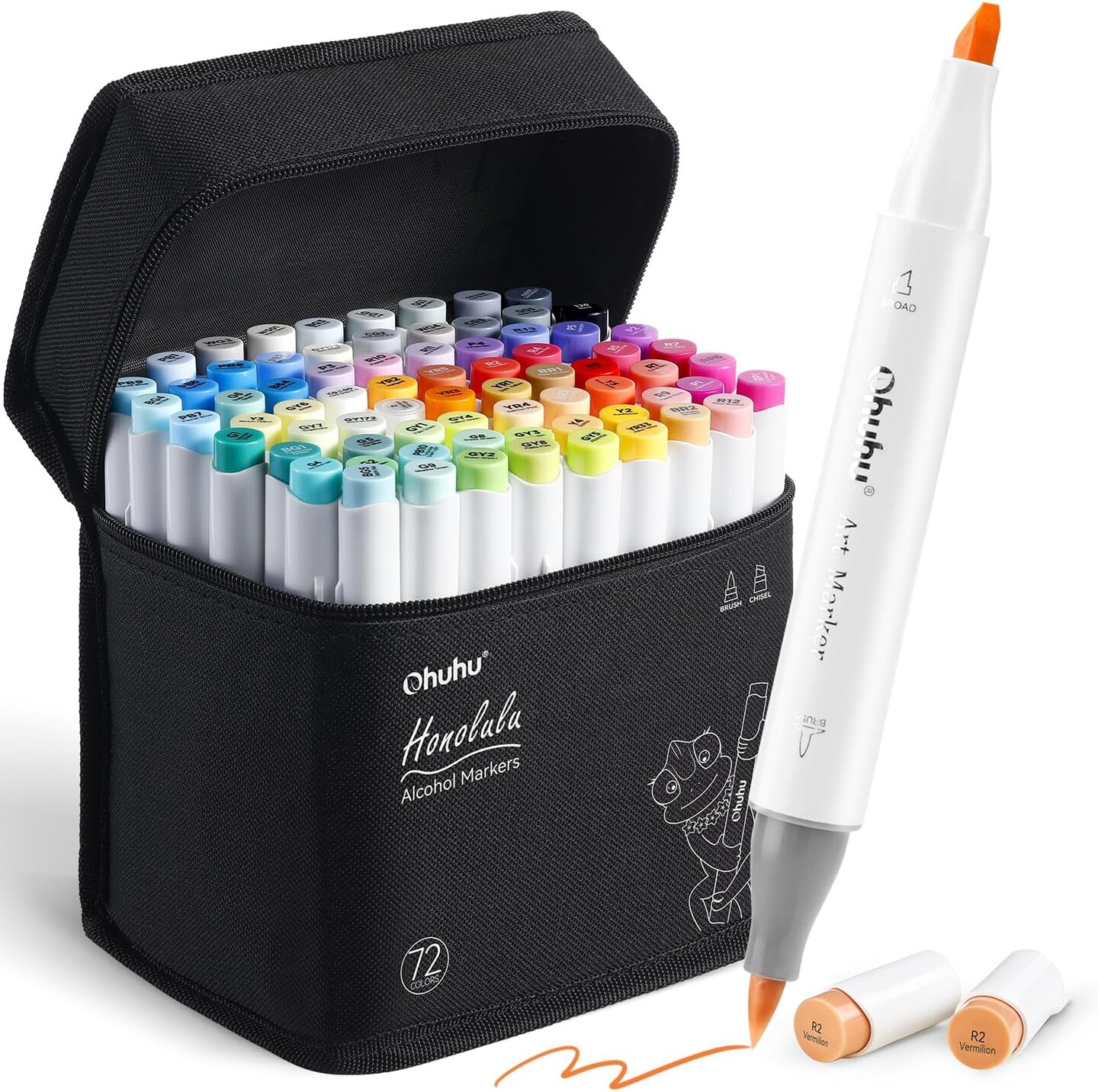 72-Color Dual-Tip Alcohol Brush Markers Set – Refillable Chisel & Brush ...