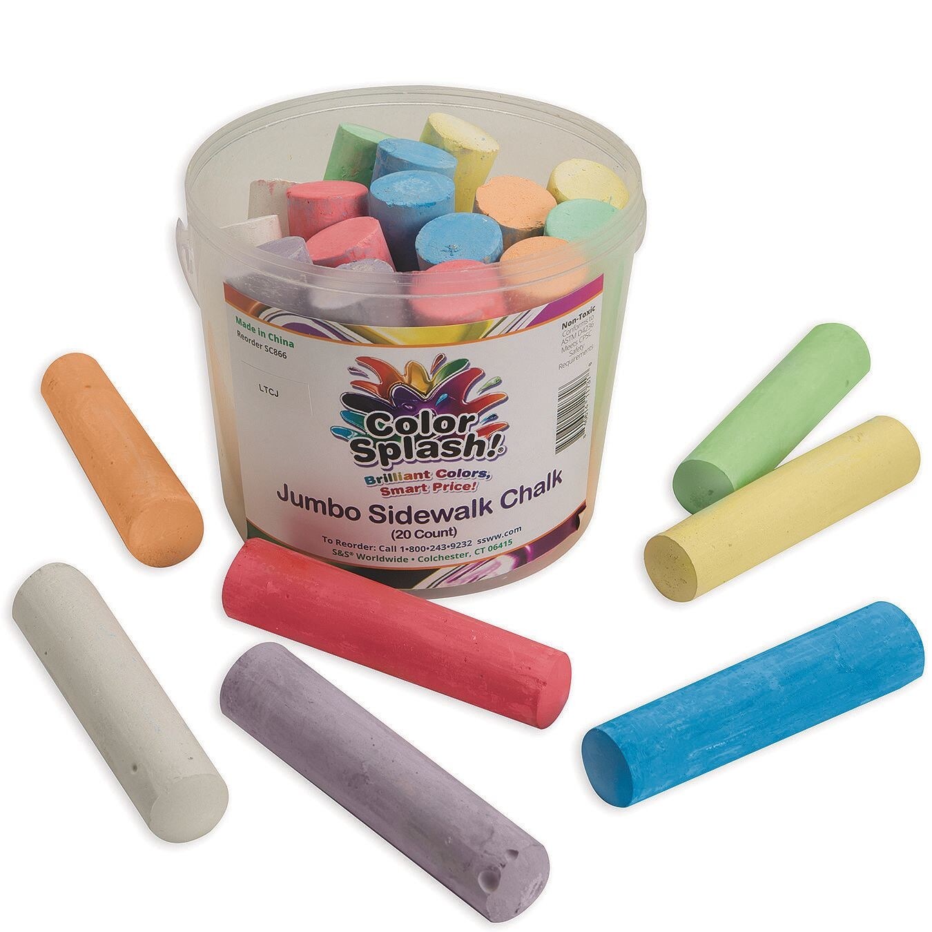 Color Splash!® Sidewalk Chalk Bucket (Bucket of 20), Count: 20 | Michaels