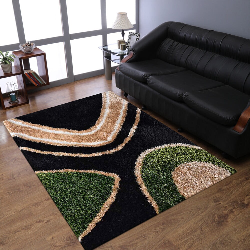 Rugsotic Hand Tufted Shag Area Rug Black 5X8 Polyester Contemporary ...