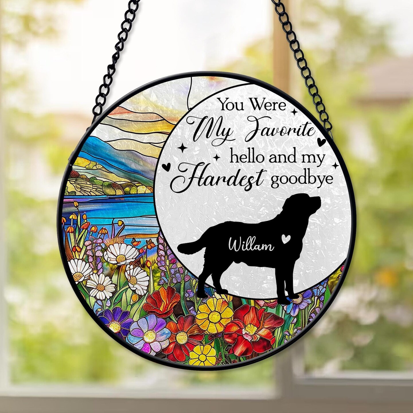 Custom Pet Stained Glass Suncatcher, Stained Glass Dog Memorial, Custom ...