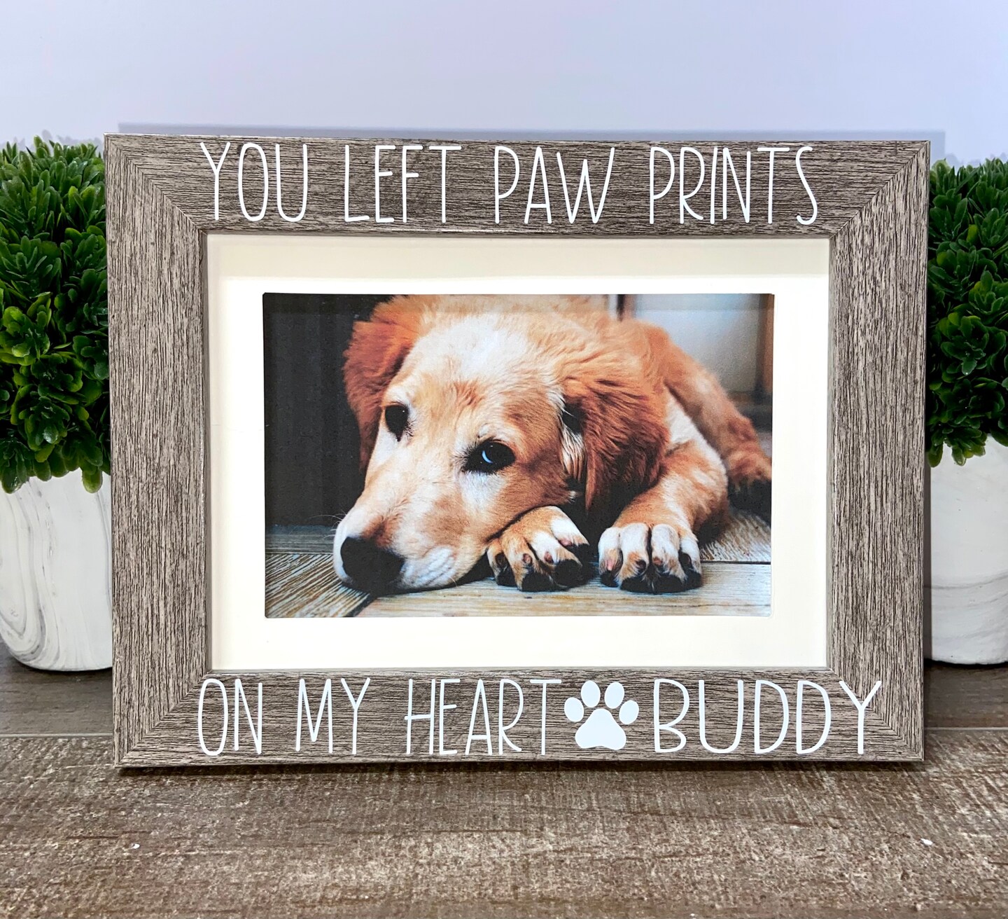 You left paw prints on my heart picture frame, pet memorial picture ...