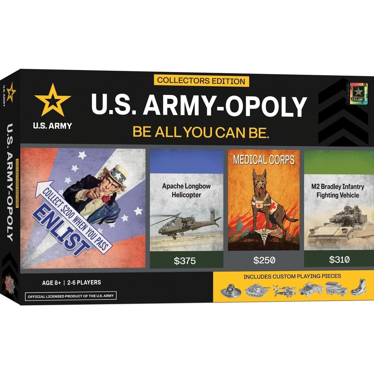 Us Army Opoly Board Game Military Tanks Collectible Tokens Ages 8+ 2-6 ...
