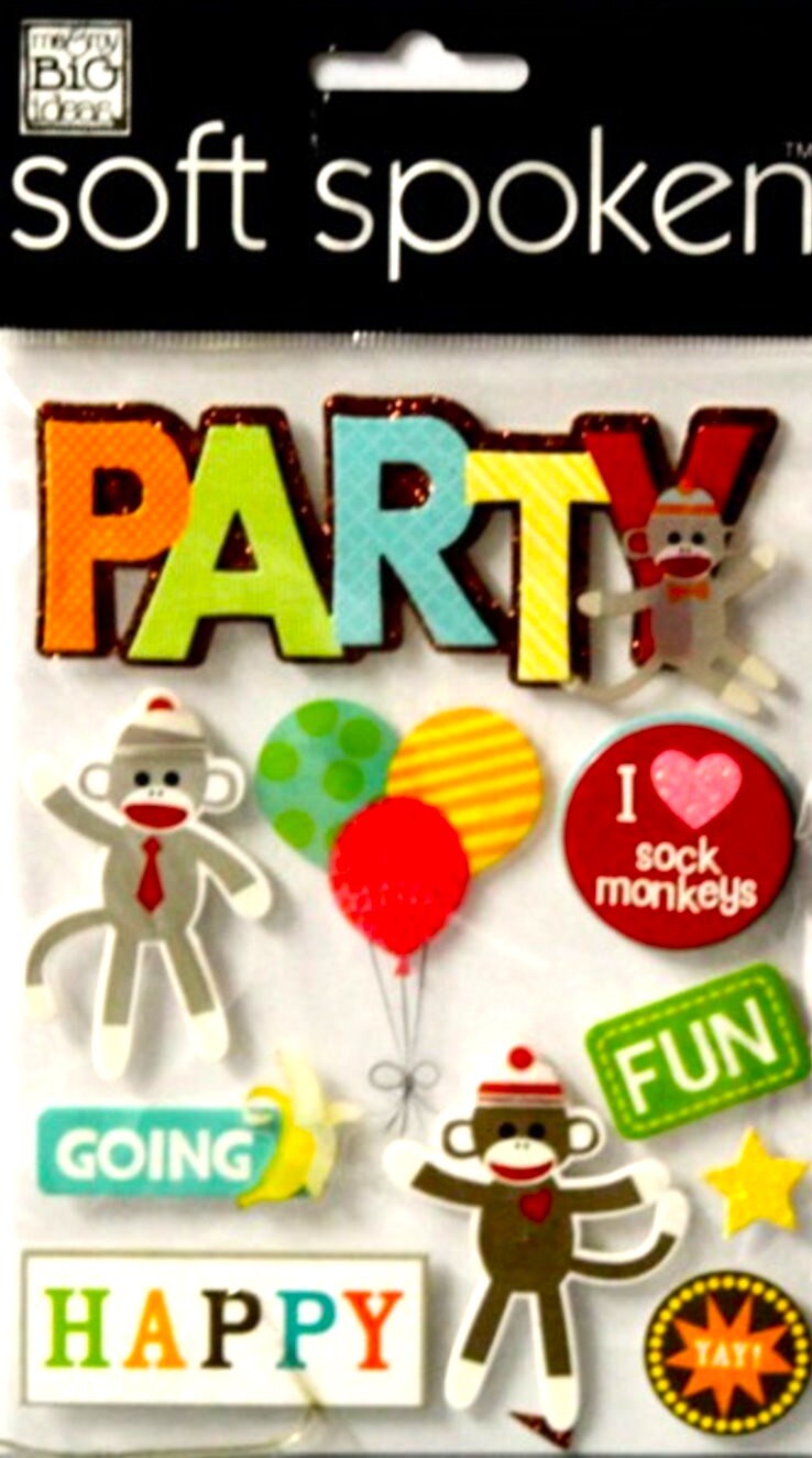 Me & My Big Ideas Soft Spoken Sock Monkeys Dimensional Stickers | Michaels