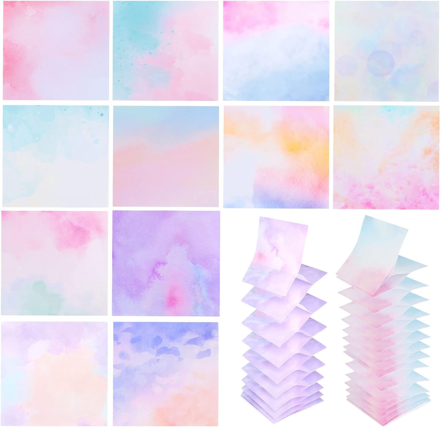 12 Pads Pop up Sticky Notes, Cute Gradient Watercolor Self Stick Notes ...