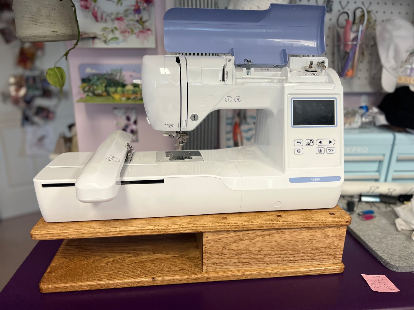 Embroidery or sewing machine Riser with drawer handcrafted out of solid ...