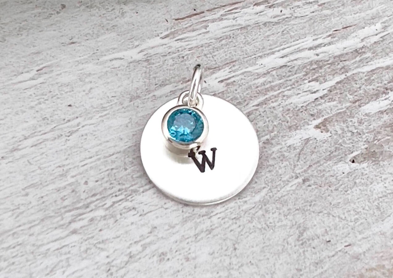 Personalised swarovski birthstone and initial necklace store