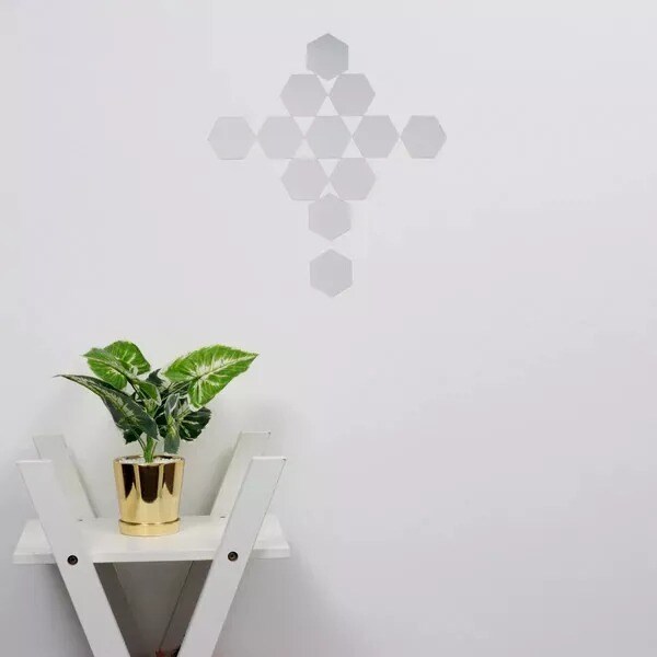 Hexagon 12 Silver 3" MIRROR STICKERS Acrylic WALL DECALS Dorm Rooms ...