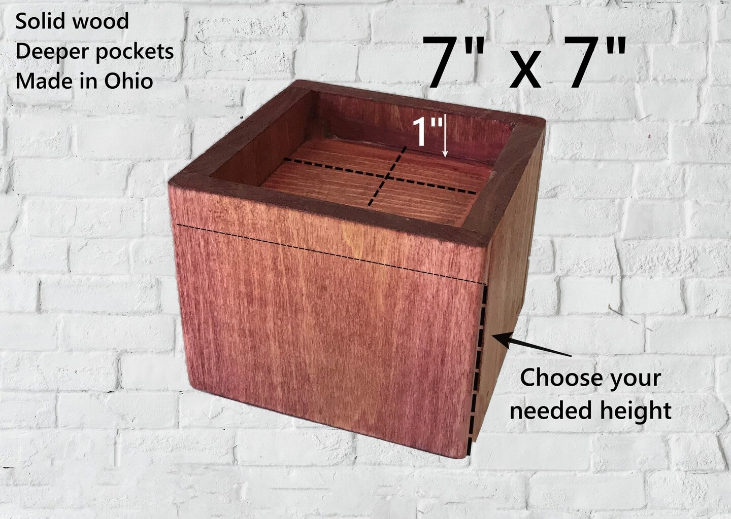 7"X7" furniture risers with Pocket, handmade furniture riser, bed riser ...