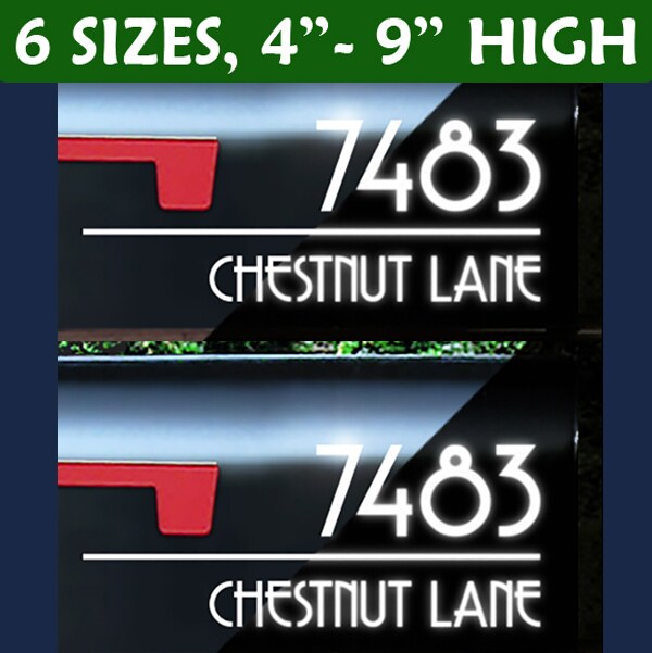 Set of 2 White Reflective Mailbox Address Decals, 6 Sizes Custom Street ...