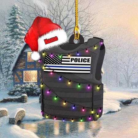 Custom Name Police Bulletproof Vest Christmas Ornament, Cop Ornament ...