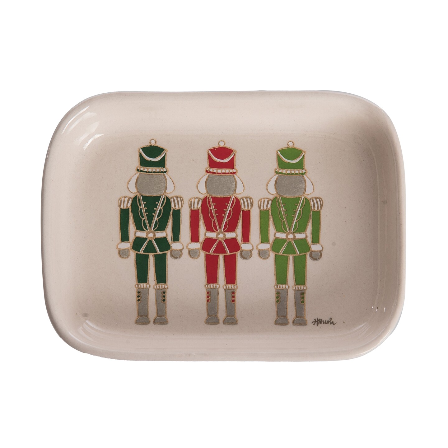 Ceramic Nutcracker Mini Dish Set of 2 Multicolor Serving Trays, Count ...