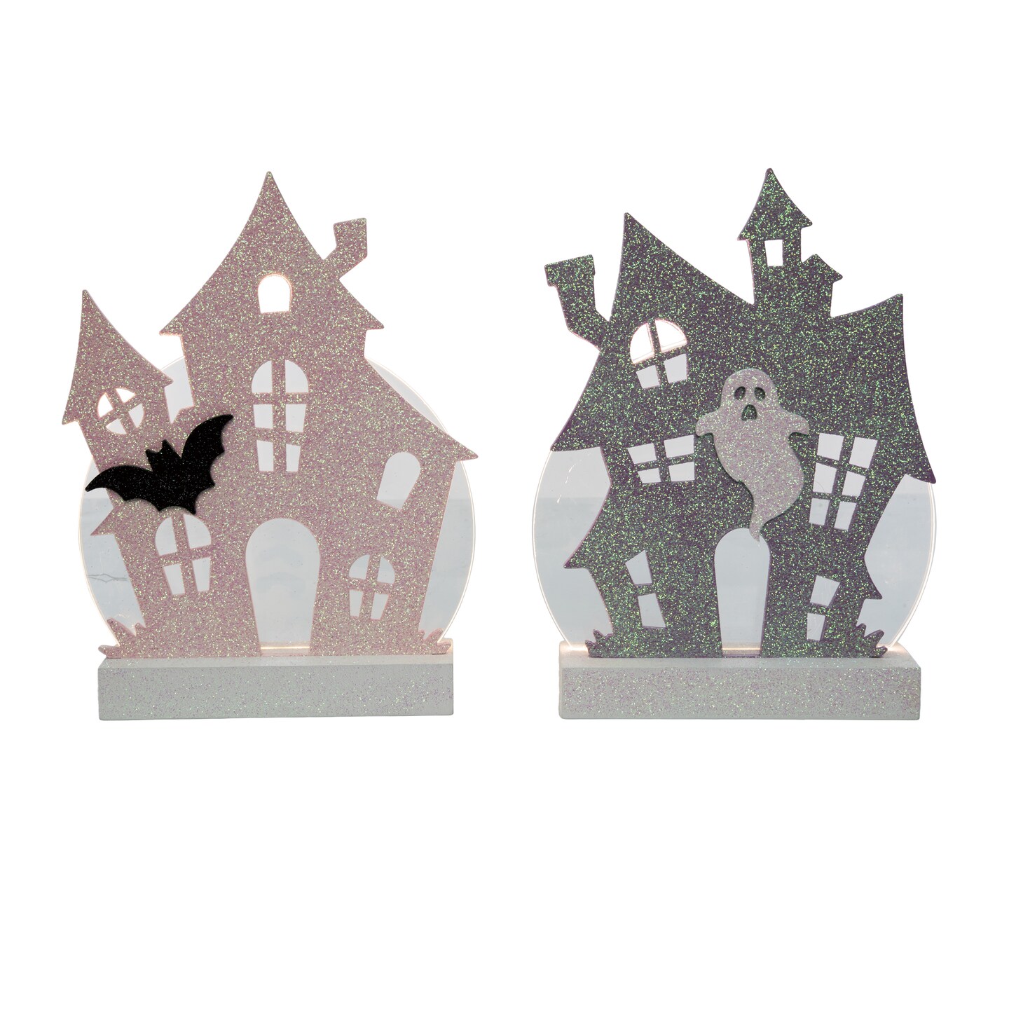 MDF LED Glitter Haunted House Set of 2 Decorative Sculptures | Michaels