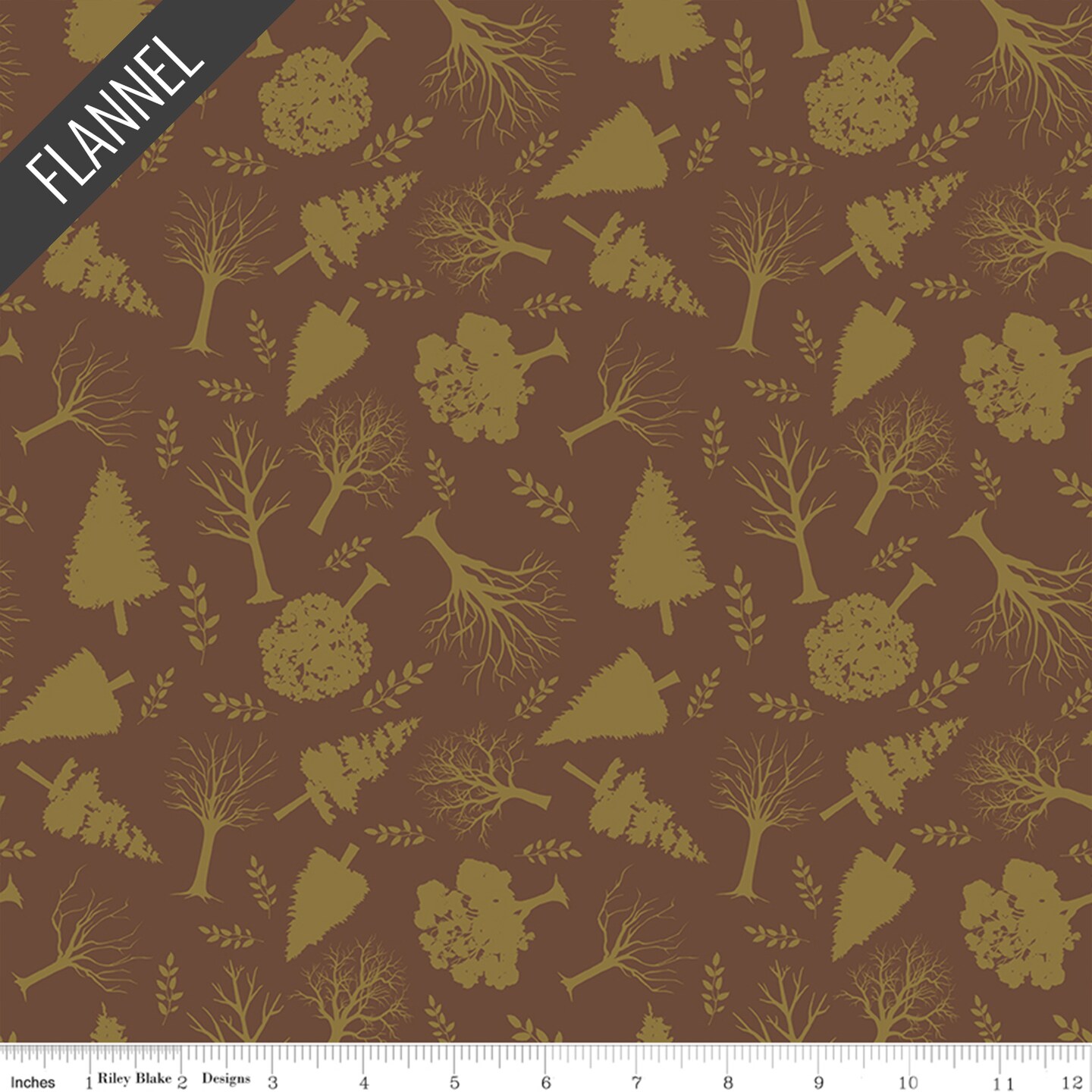 Into the Woods Trees Flannel in Brown (f16793-brown) | Designer Flannel ...