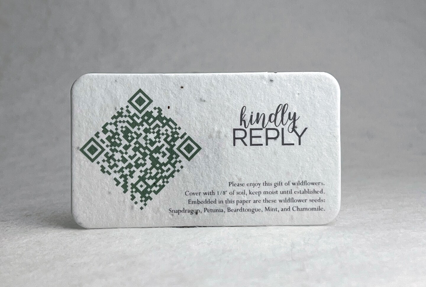 Custom Wildflower Seed Paper Rounded Escort Card - QR Code RSVP - 3.5 ...