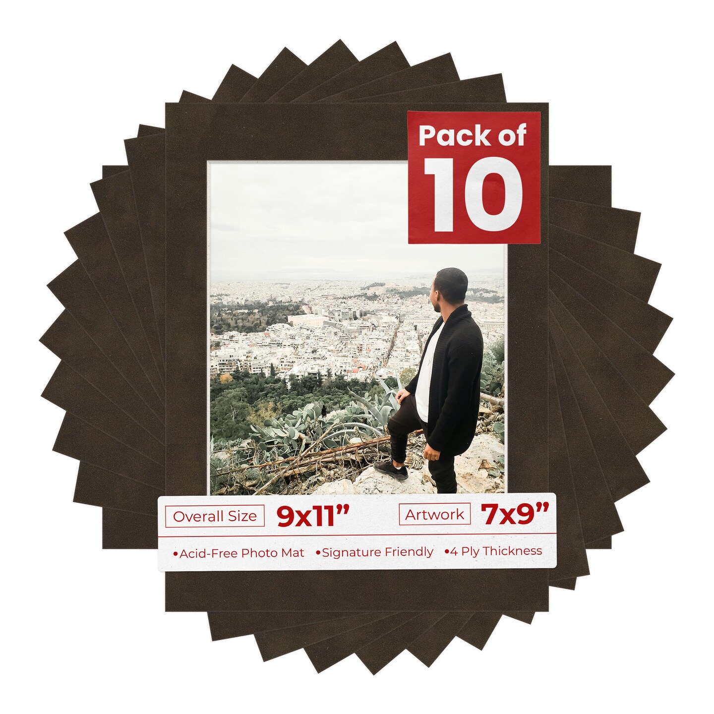 Brown Suede Mat Board for 9x11 Frames - Fits 7x9 Photos, Color: Brown ...