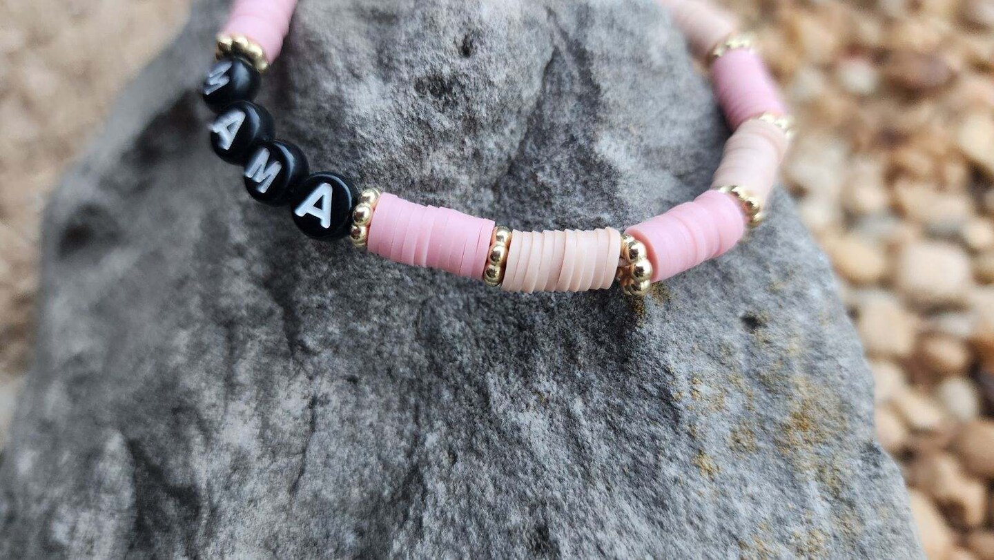Mama Pink Clay Beaded Bracelet Handmade Mom Jewelry Mom Gifts Mom Bracelet Mothers Day Christmas Gift K.12 MakerPlace by Michaels