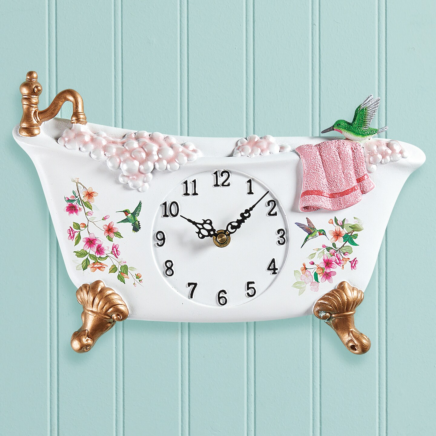 Collections Etc Hand-Painted Hummingbird Bathtub Wall Clock | Michaels