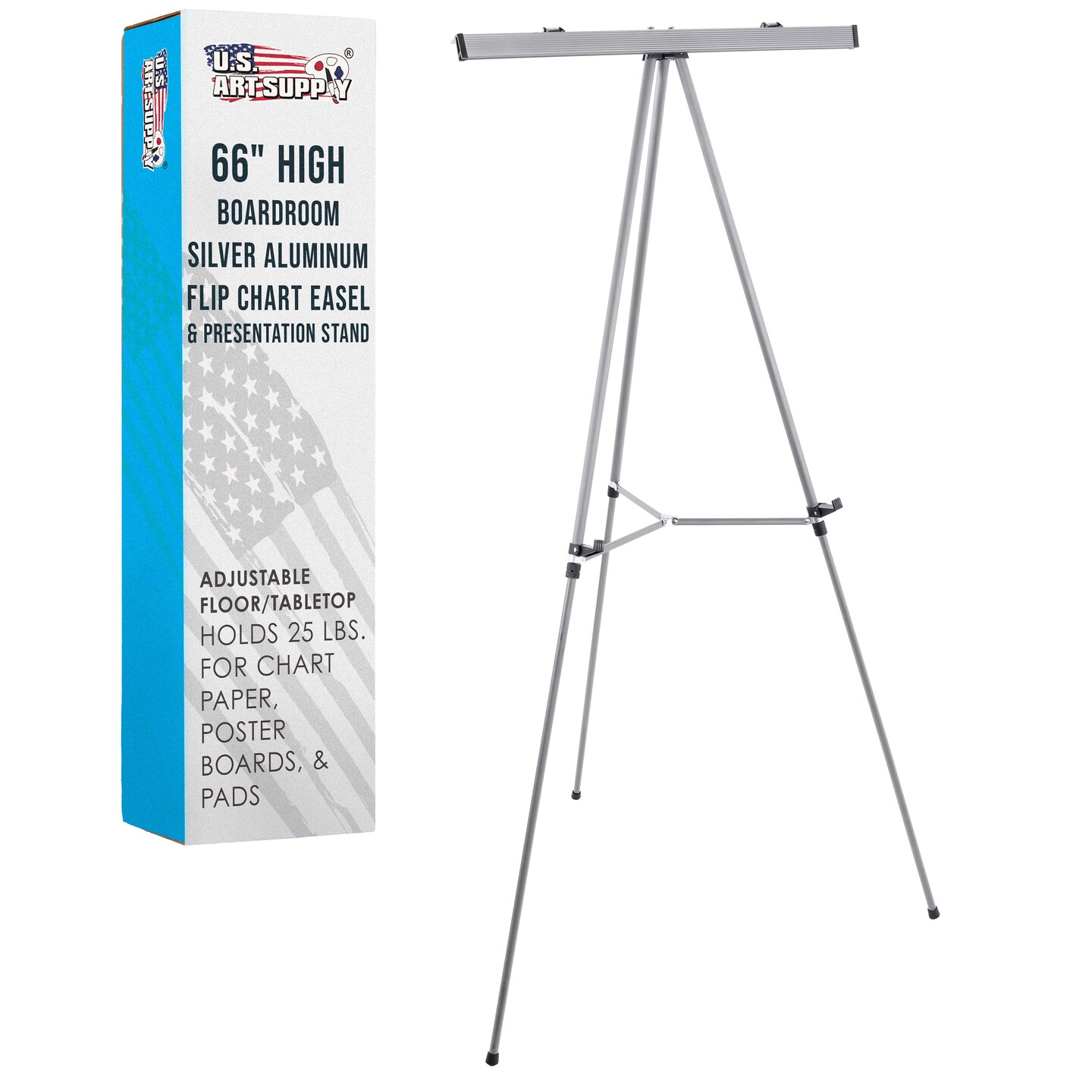 66" High Classroom Silver Aluminum Flip Chart Easel & Presentation ...