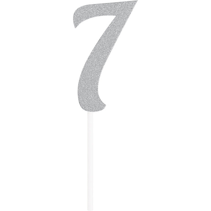 Number 7 Silver Glitter Cake Topper | Michaels