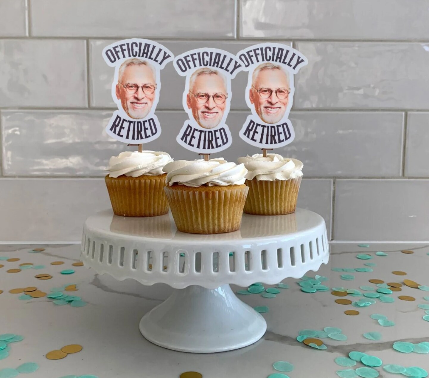 Custom Face Retirement cupcake topper, Cupcake toppers, Officially ...