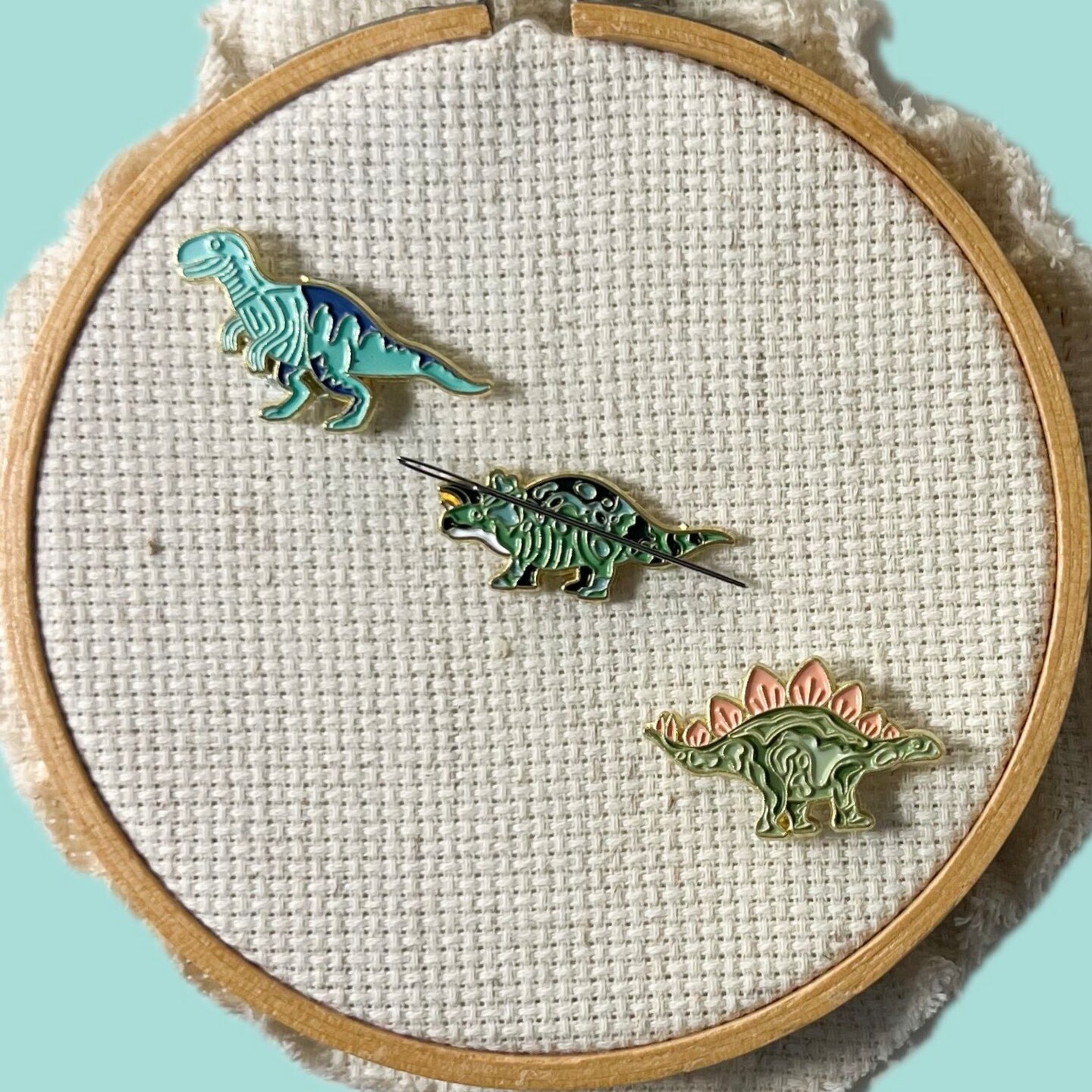 Dinosaur Enamel Needle Minder - Roar-some Stitching Companion ...