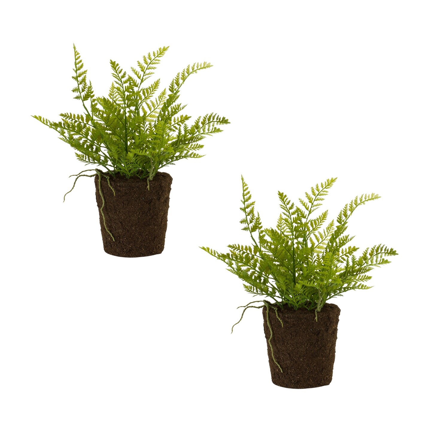 Melrose Varigated Fern Bush Artificial Potted Plants - 15" - Set of 2 ...