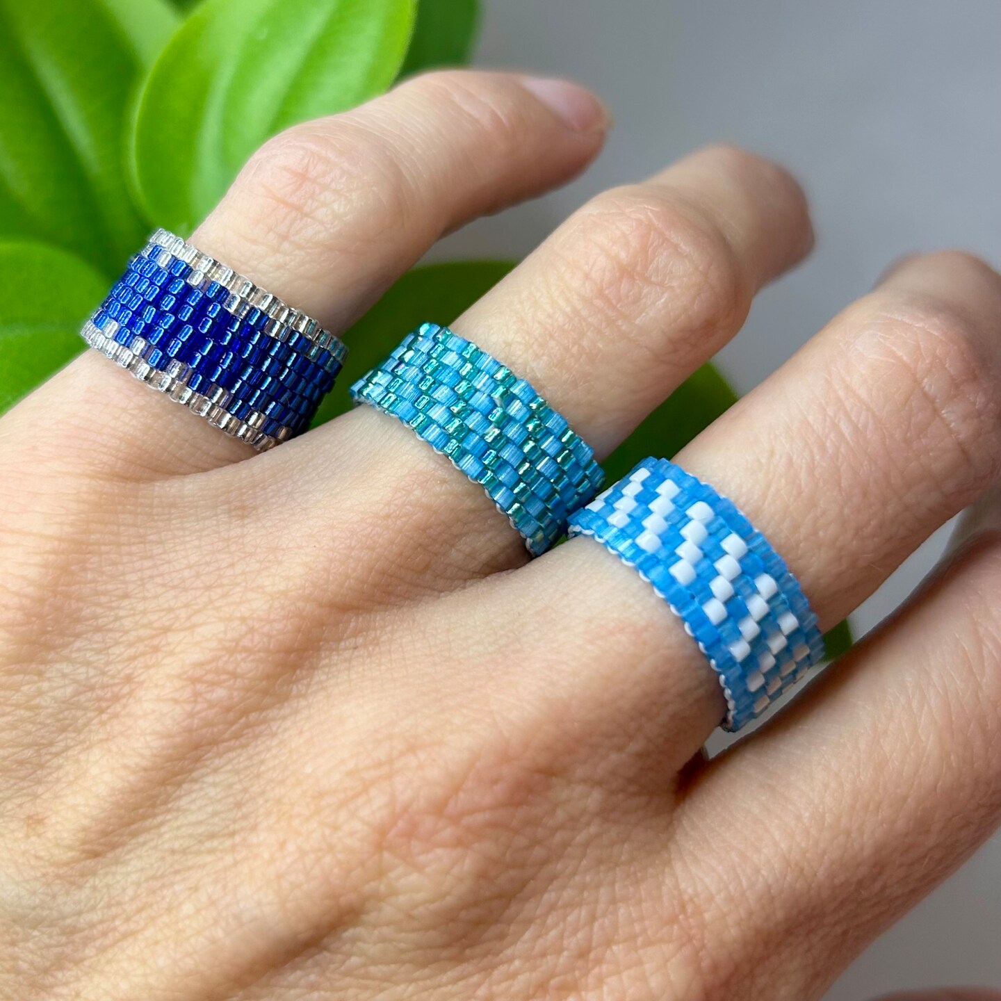 Peyote Stitched Seed Bead Ring, Woven Beaded Jewelry, Beaded Delica ...