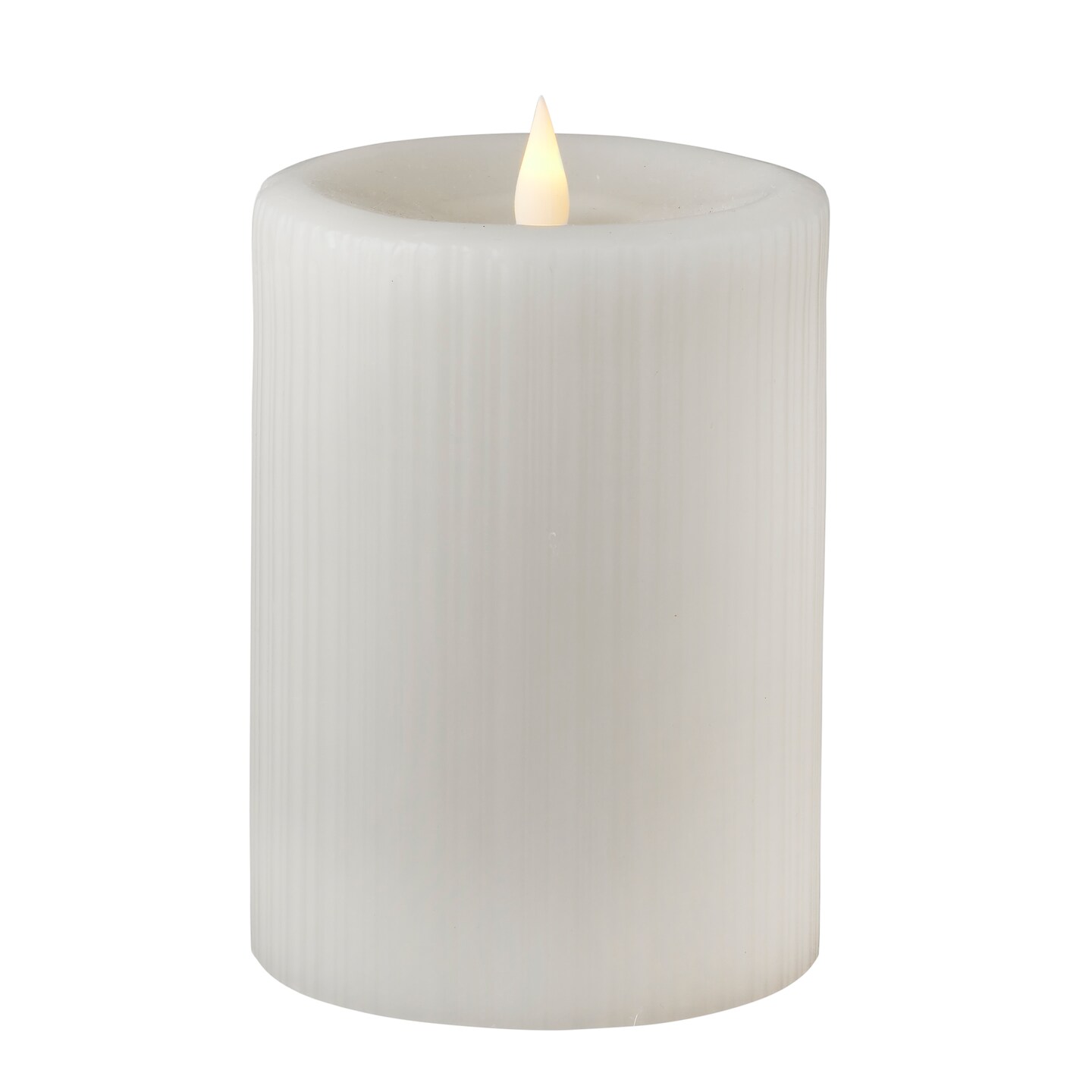 Fine Ribbed Motion Flameless Candle 4x6 White | Michaels