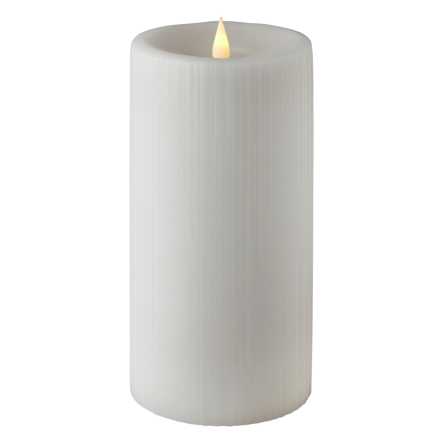 Fine Ribbed Motion Flameless Candle 4x8 White | Michaels