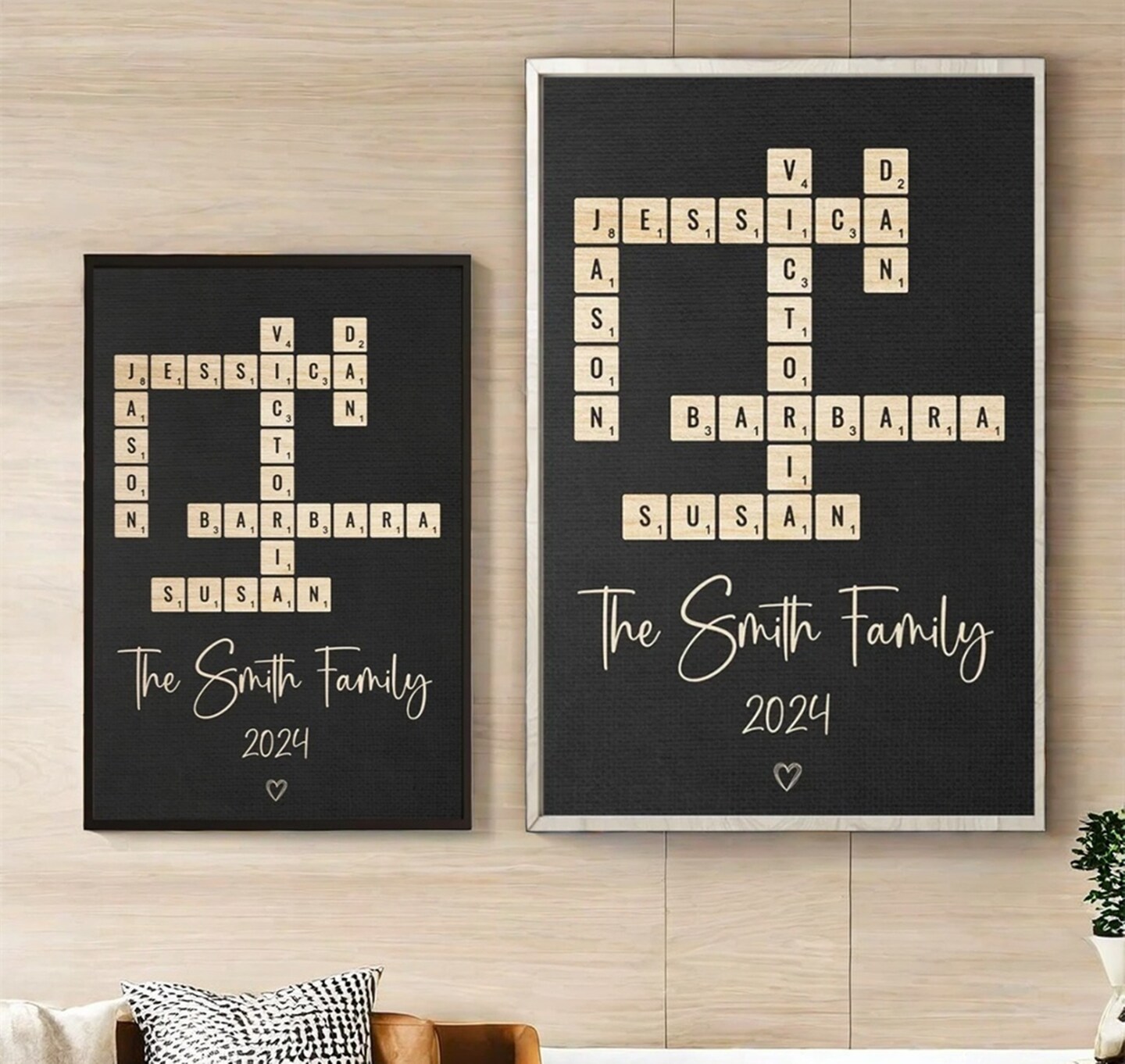 Custom Scrabble Family Name Frame,Crossword Scrabble Wooden Sign,Letter ...