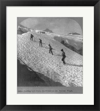 Framed Art Washington - Mount Rainier Toiling up a steep snowfield Wall ...