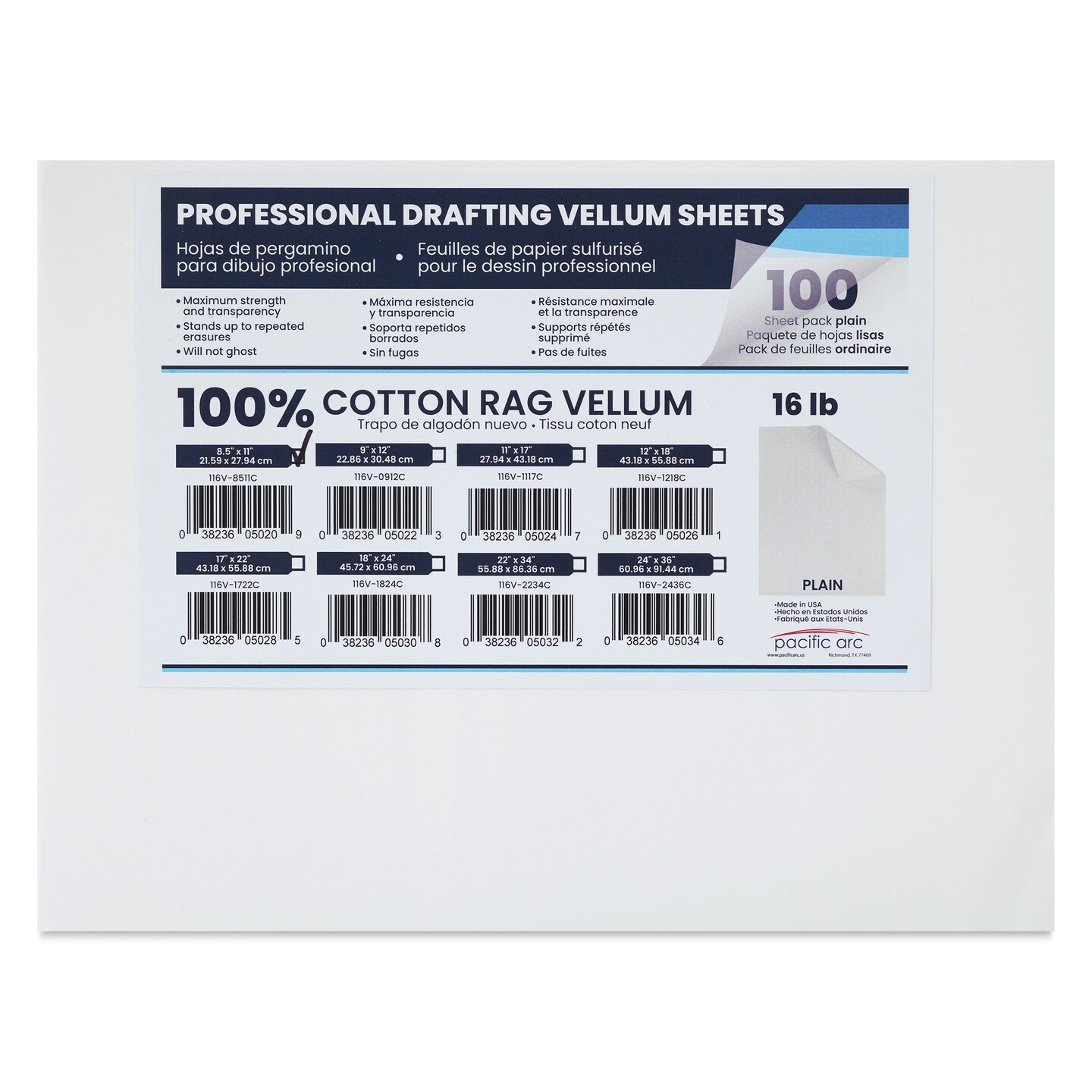 Pacific Arc Drafting Vellum Sheet Pack - 8-1/2" x 11", Pkg of 100 | Michaels
