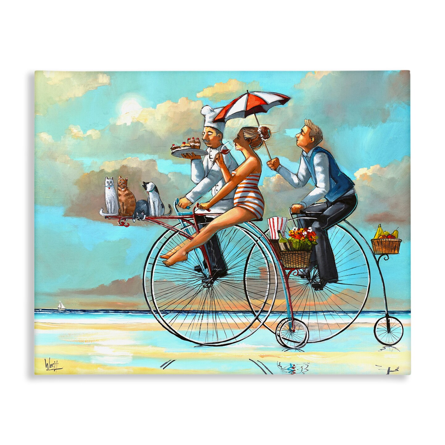 Stupell Industries Woman & Butler Bicycle Ride Canvas Design by Ronald ...