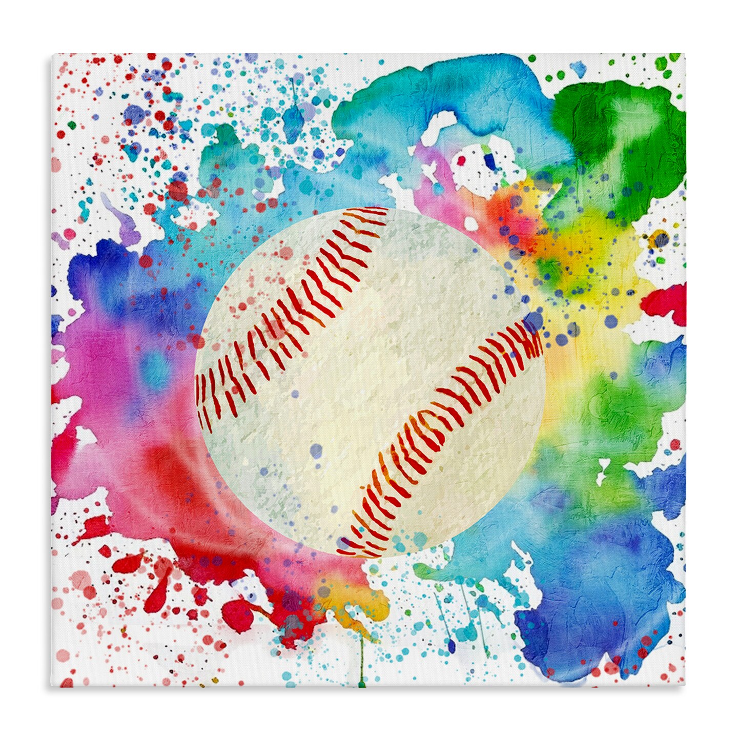 Stupell Industries Colorful Splash Baseball Canvas Design by Kim Allen ...