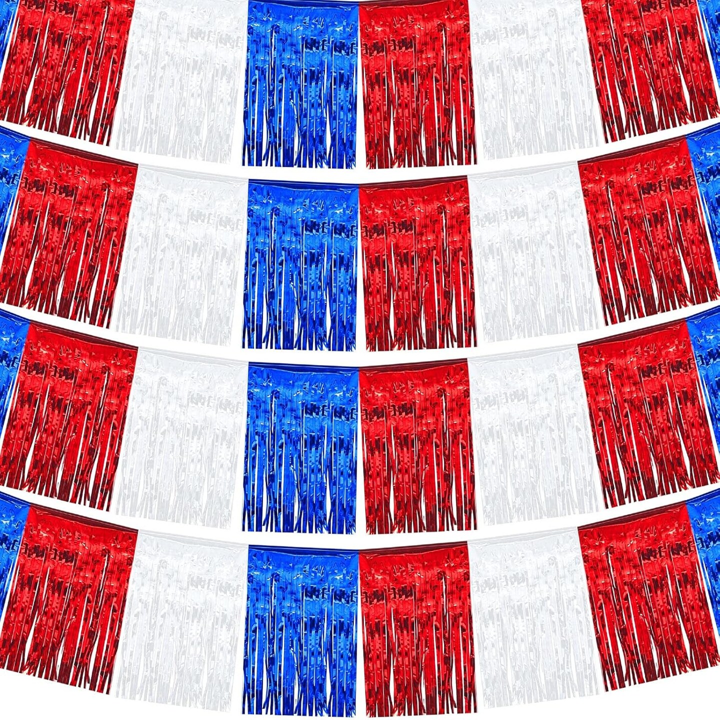 10 Pcs Foil Patriotic Fringe for Fourth of July Decor 100 ft x 15 Inch ...
