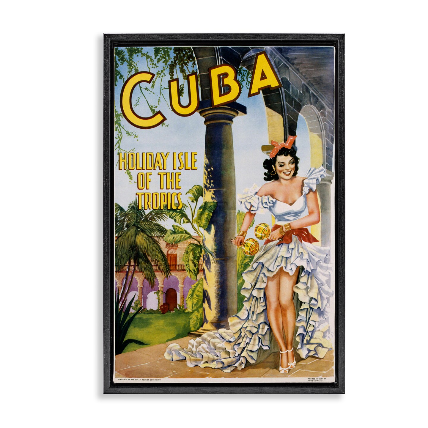 Stupell Industries Cuba Travel Advertisement Floating Frame Design by ...