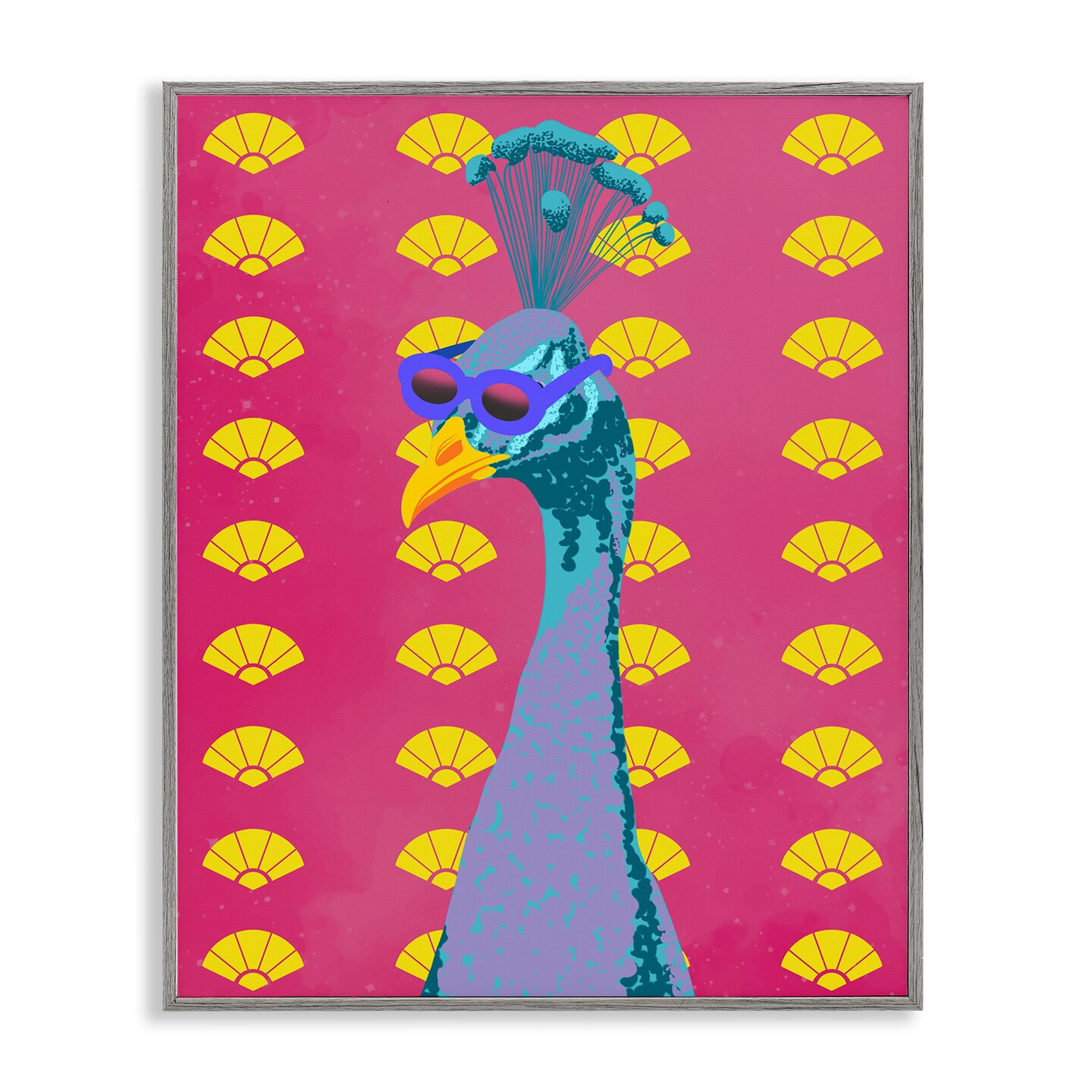 Stupell Industries Vibrant Mod Peacock Framed Giclee Design by Marcus ...