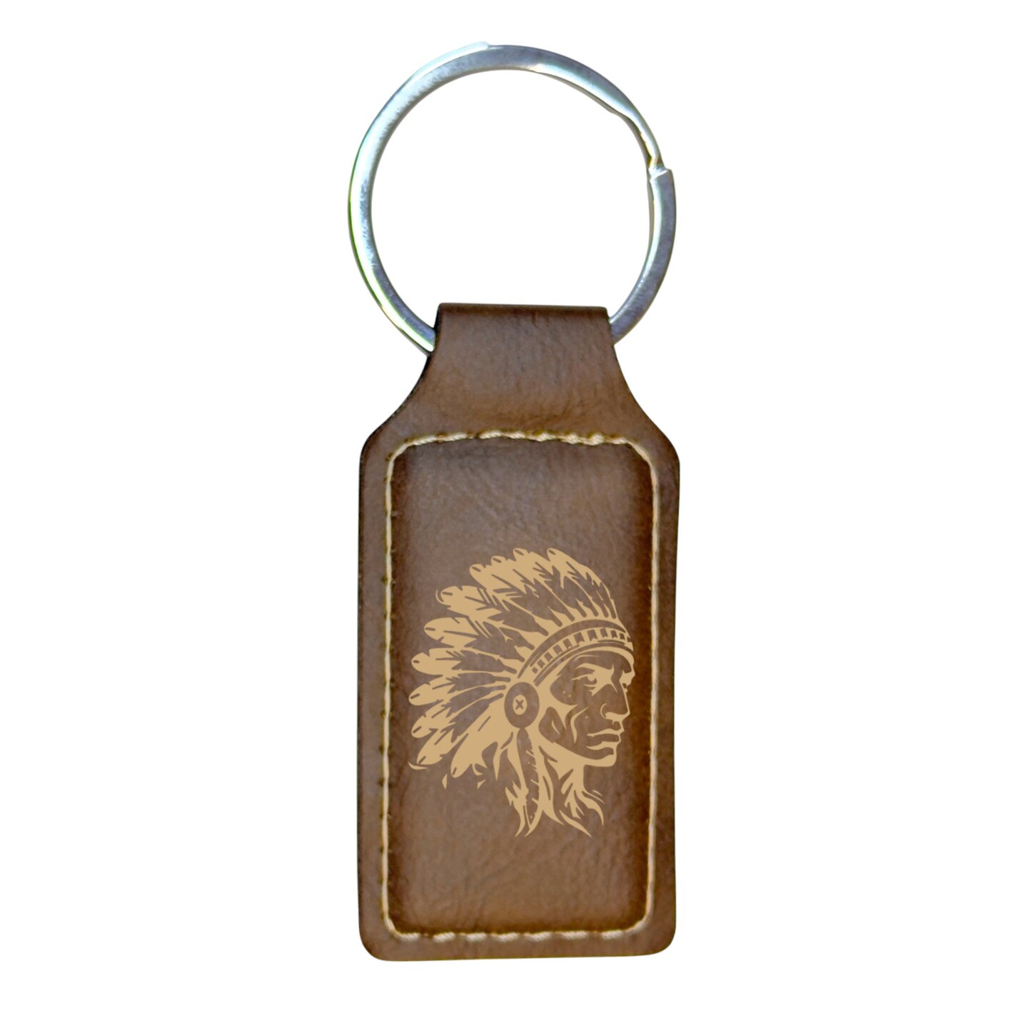 Keychain - Rectangle - Indian Chief - Leather | Michaels
